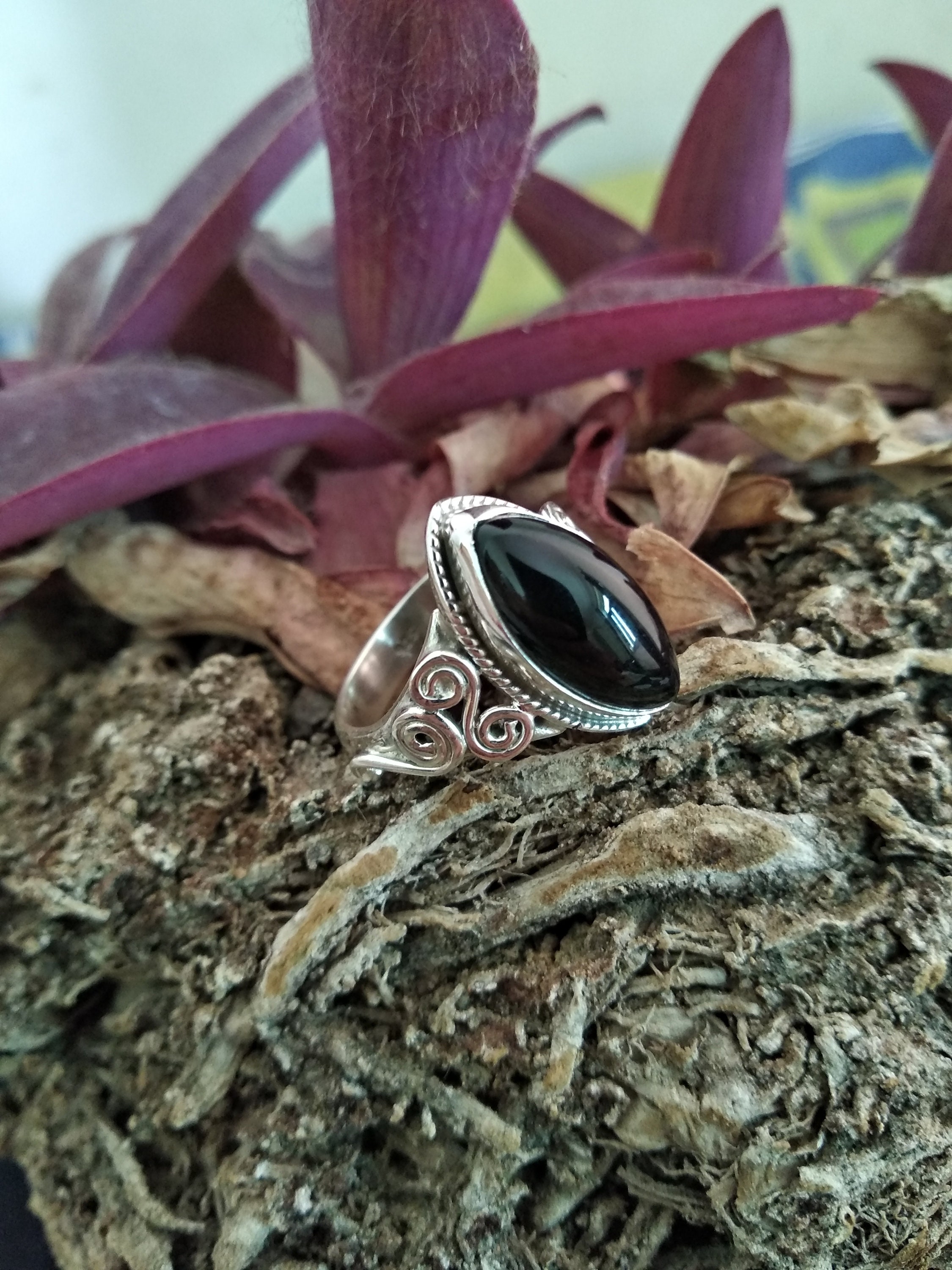 Black Onyx Ring Onyx Sterling Silver Ring Friendship Ring Boho | Etsy