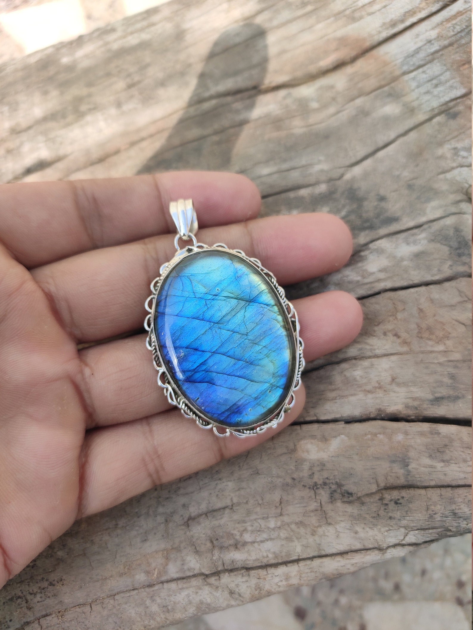 Labradorite Pendant Sterling Silver Pendant Statement Pendant | Etsy