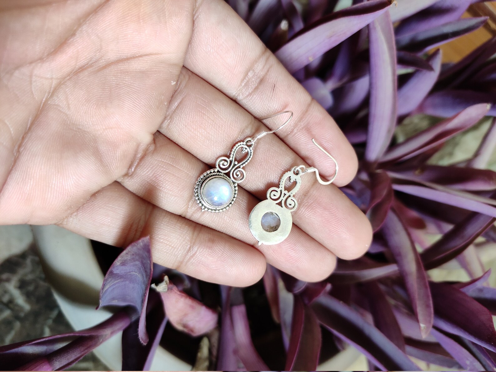 Moonstone Earrings 925 Silver Earring Inspirational Earring - Etsy