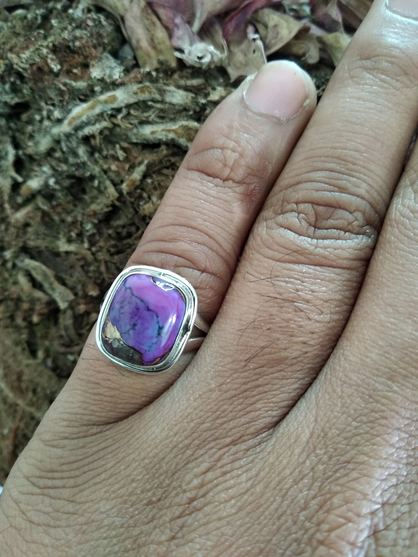 Purple Turquoise Ring Sterling Silver Ring Boho Ring Statement - Etsy