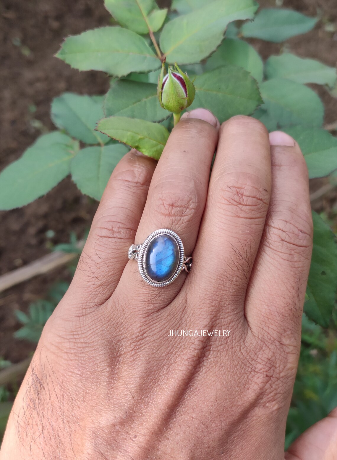Labradorite Ring Sterling Silver Oval Stone Ring Wedding | Etsy India