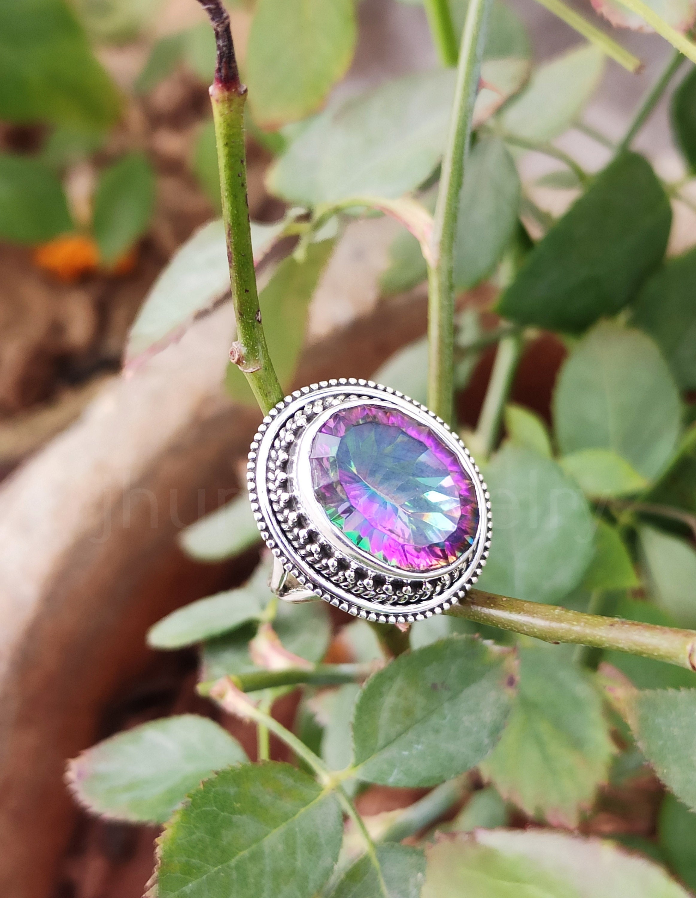 Mystic Topaz Ring Sterling Silver Ring Rainbow Topaz Promise | Etsy