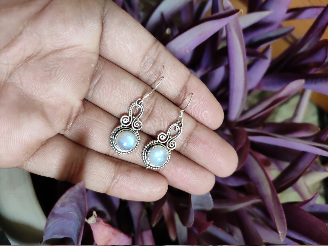 Moonstone Earrings 925 Silver Earring Inspirational Earring - Etsy