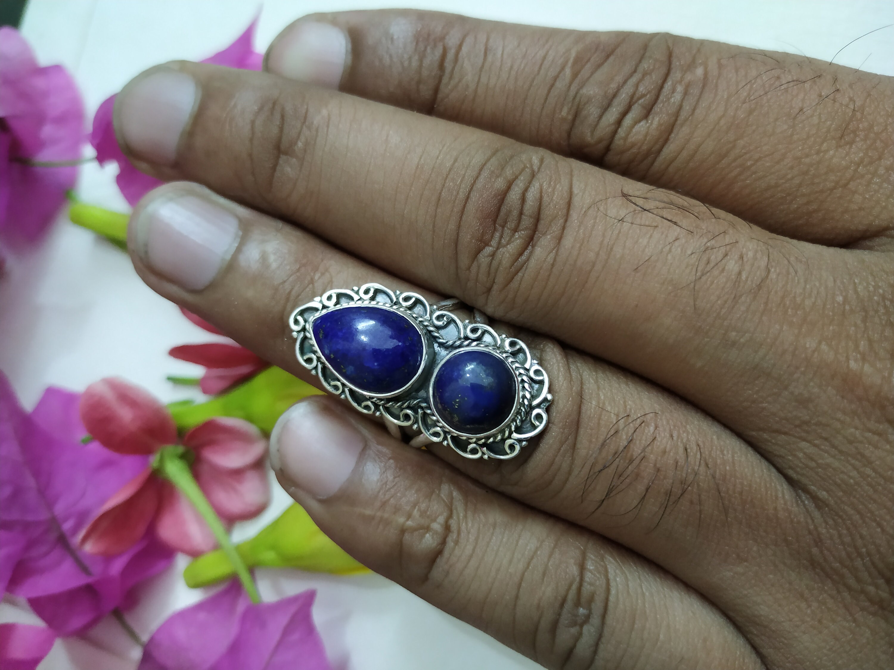 Lapis Lazuli Ring, Sterling Silver Lapis Ring, Statement Ring, Promise ...