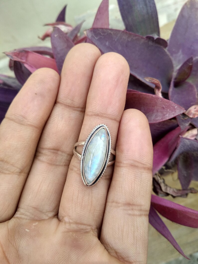 Moonstone Ring Sterling Silver Statement Ring Engagement Ring Victorian ...