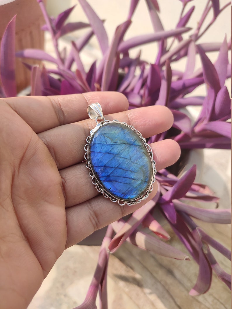 Labradorite Pendant Sterling Silver Pendant Statement Pendant | Etsy