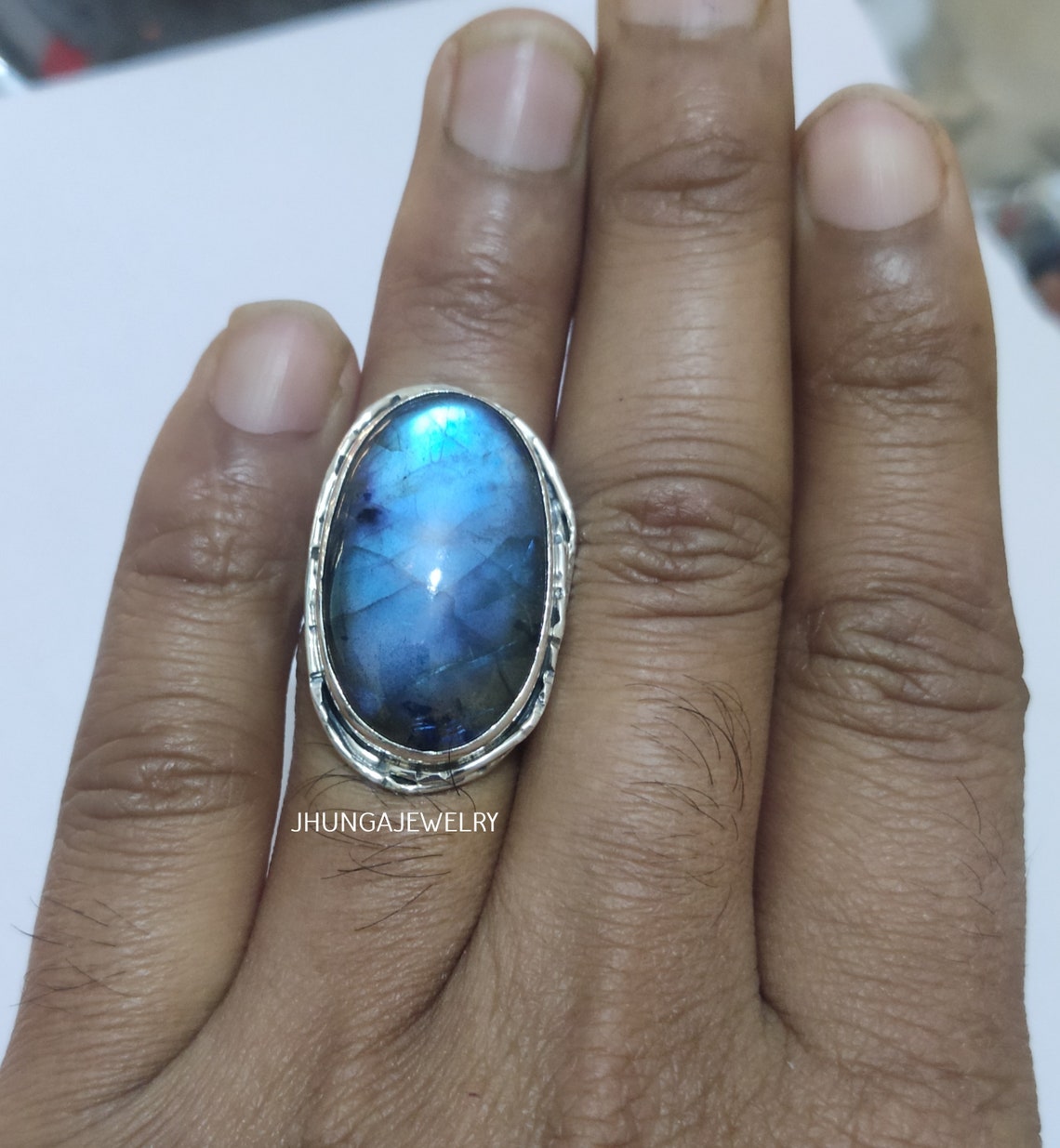 Blue Labradorite Ring 925 Silver Blue Flash Ring - Etsy
