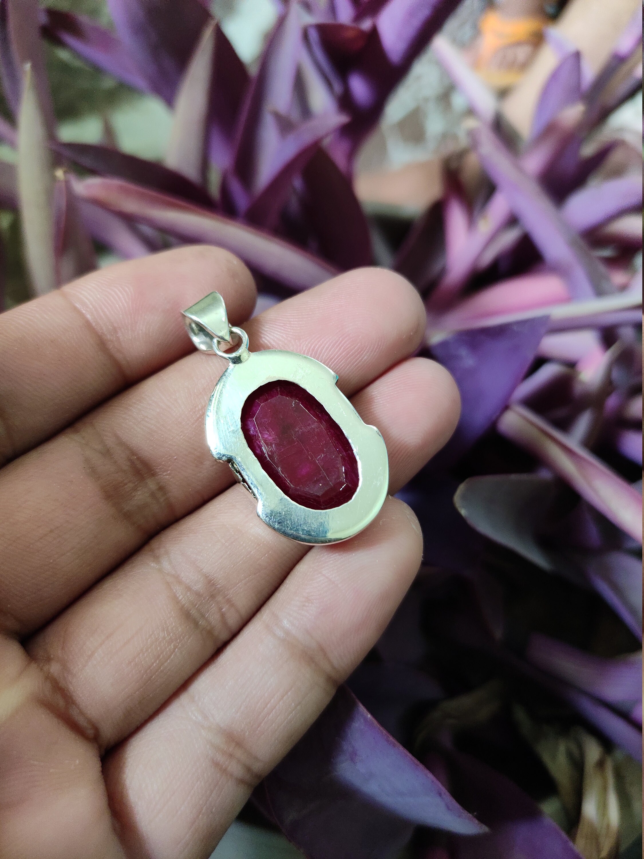 Buy Ruby Pendant Sterling Silver Pendant Statement Pendant July Online ...