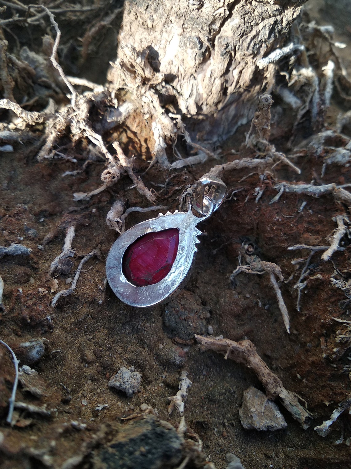 Ruby Pendant Sterling Silver Pendant Statement Pendant July - Etsy