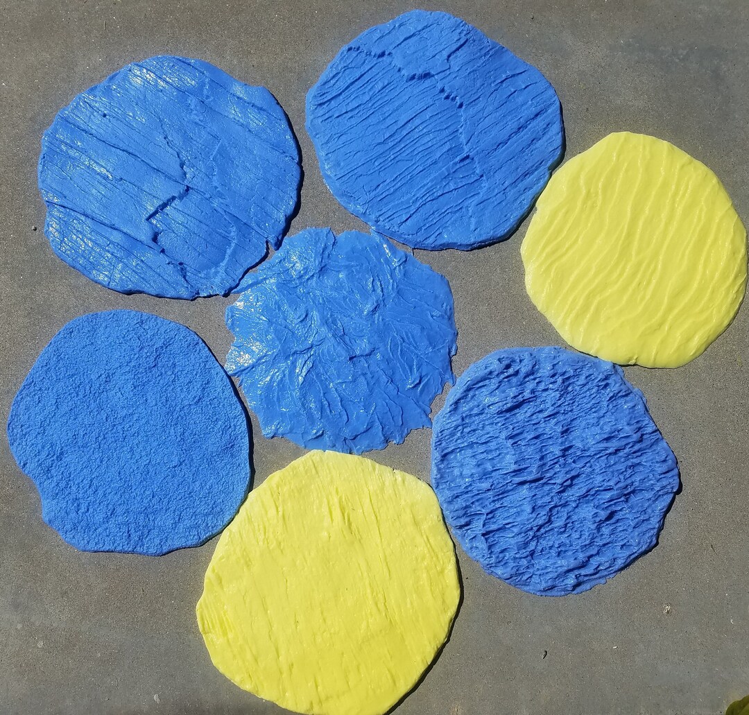 Concrete Stone Stamp Kit - 7 Beautiful 12" Round Rock Texture Stamps ...