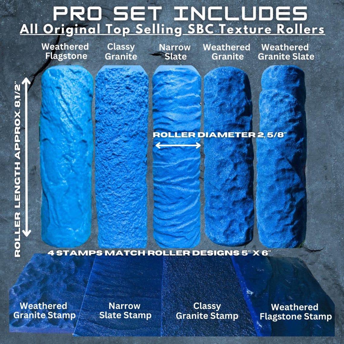 Concrete Texture Rollers - Best of the Best Texture Roller Pro Kit - 5 ...