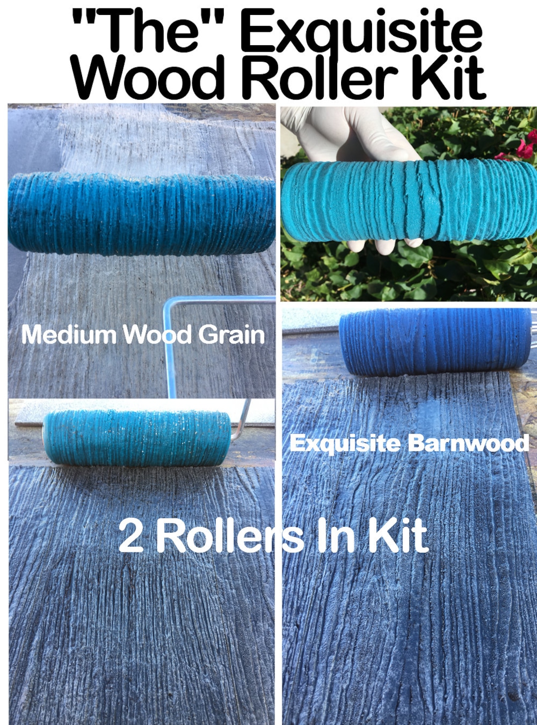 Concrete Texture Rollers - Medium Wood Grain & Exquisite Barnwood Concrete Texture Roller Kit ...