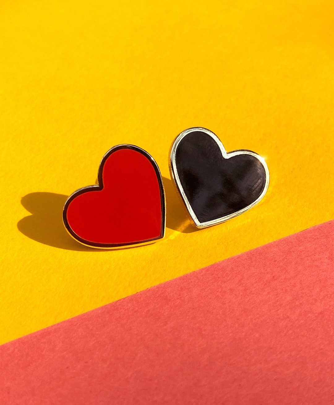 Red & Black Heart Hard Enamel Pin Badge Combo, a Great Gift to Show ...