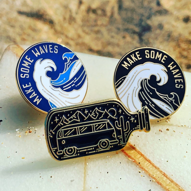 Make Some Waves Hard Enamel Pin for Those Wave Riders and - Etsy
