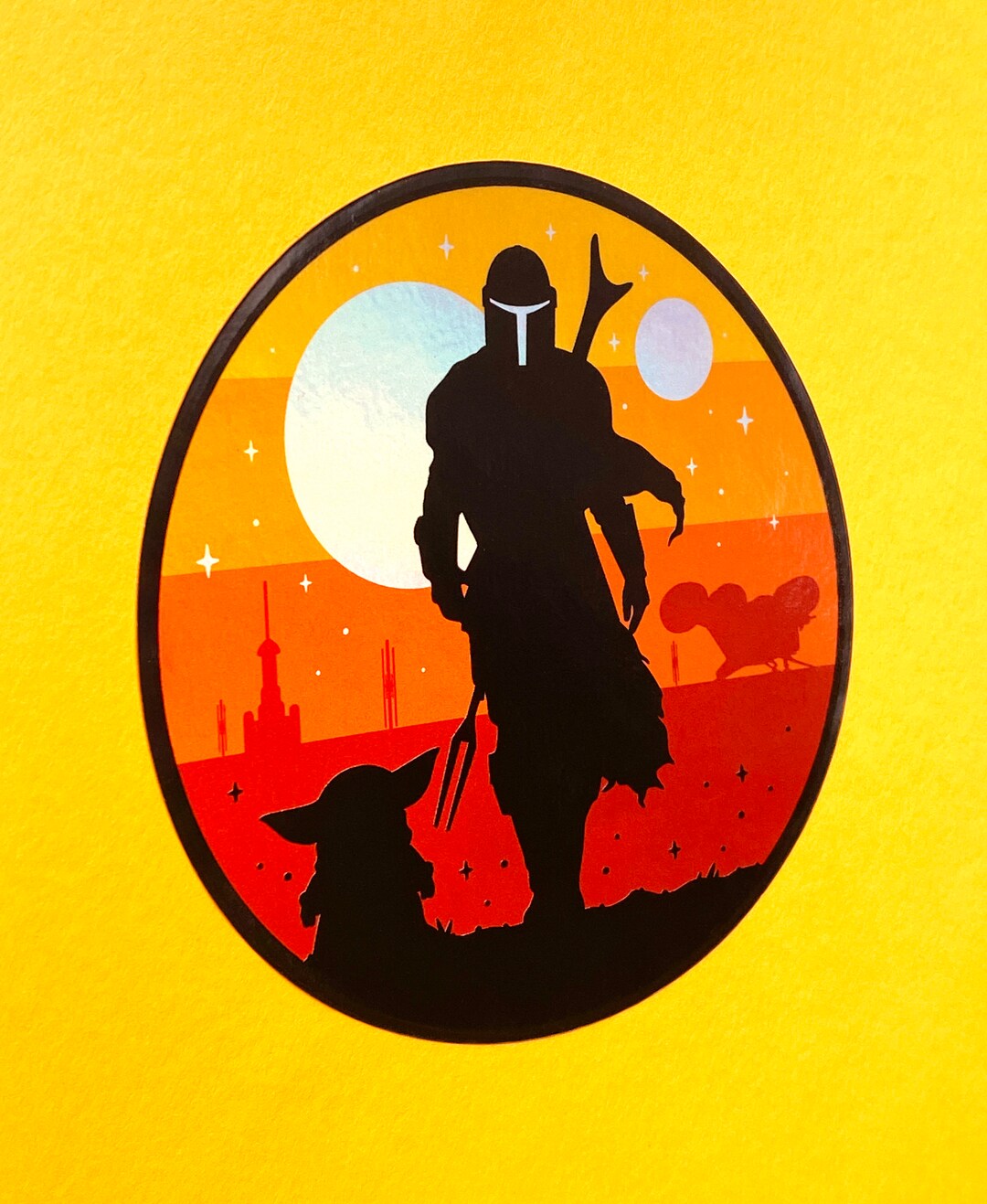 Mando Foil Holographic Laptop Sticker, Inspired by Our Sunset Pin and a ...