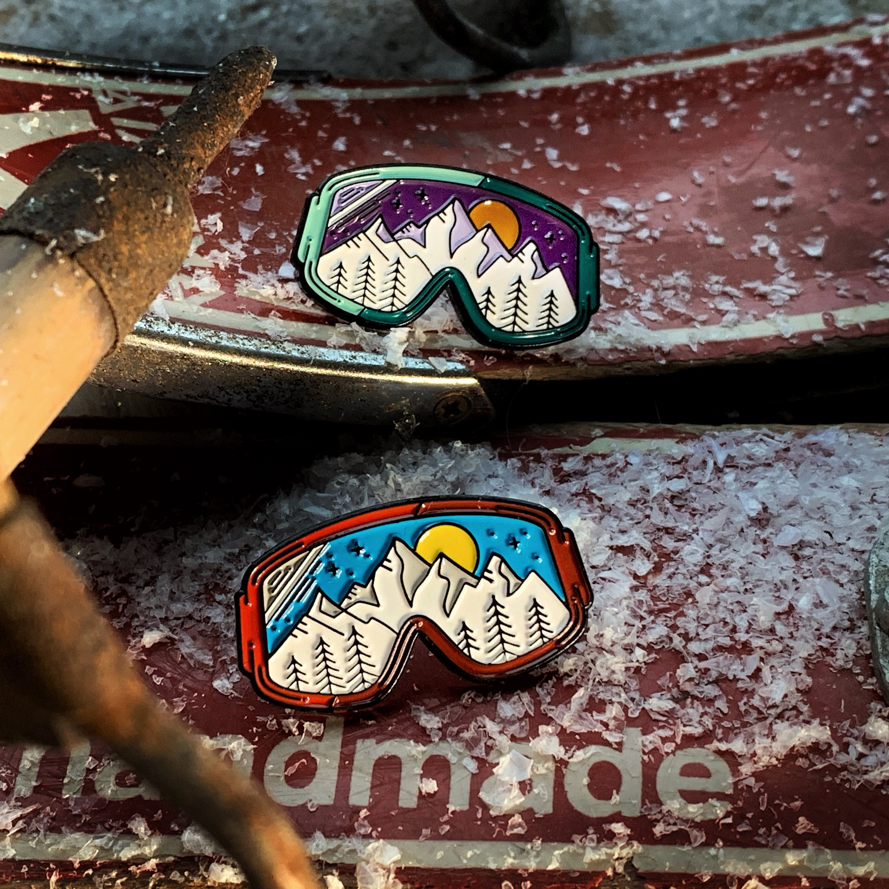 Ski Goggles Enamel Pin and Sticker Combo Perfect Gift for | Etsy UK