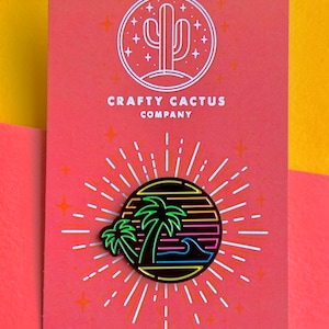 Neon Beach Sunset Enamel Pin Badge, a Fresh New Collectable Pin - Etsy