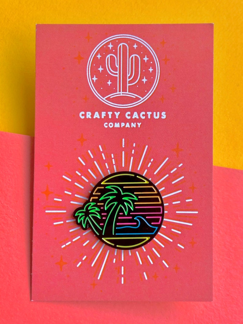 Neon Beach Sunset Enamel Pin Badge a Fresh New Collectable - Etsy