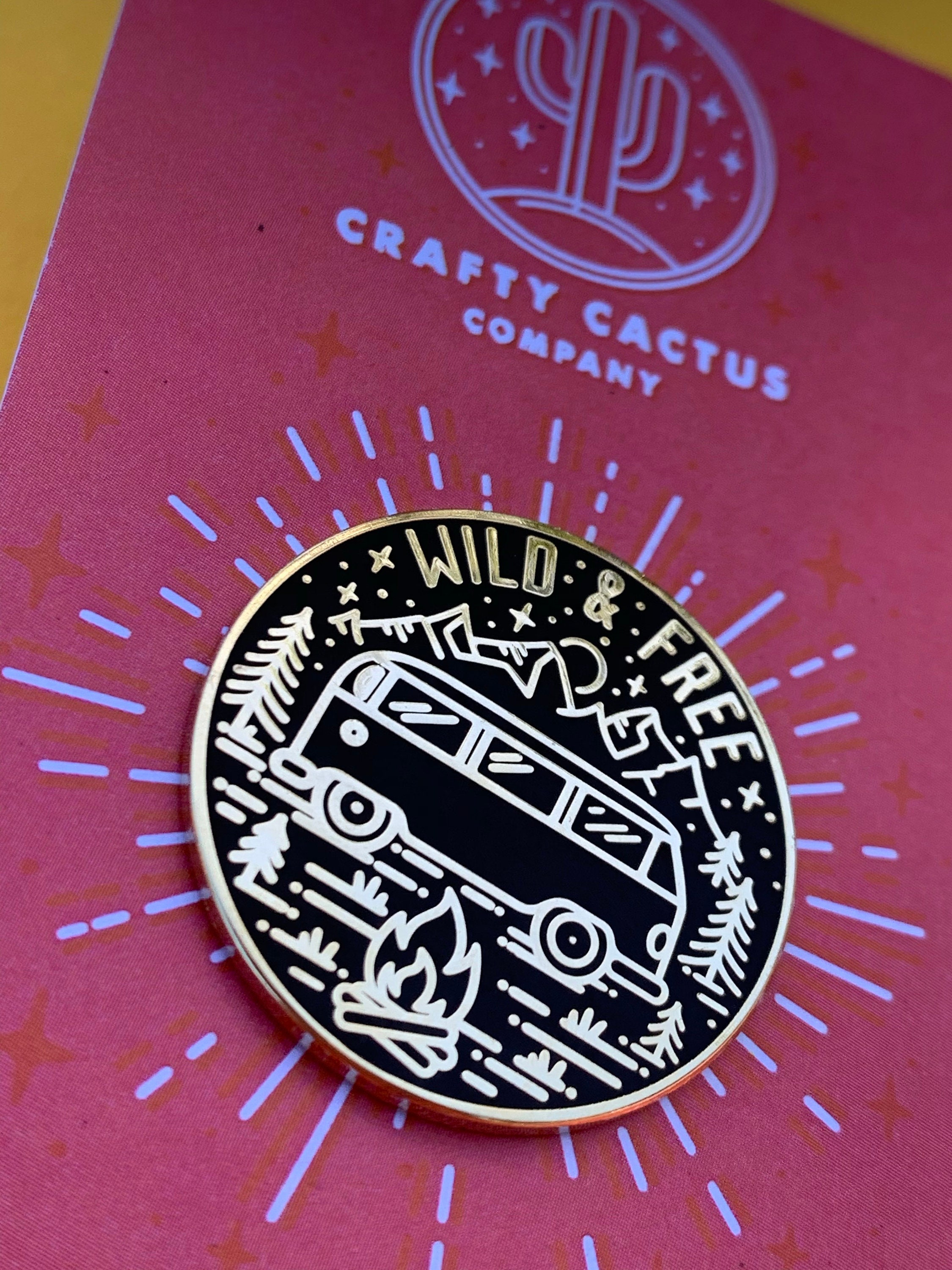 Wild & Free Hard Enamel Pin Black Edition Campervan - Etsy UK