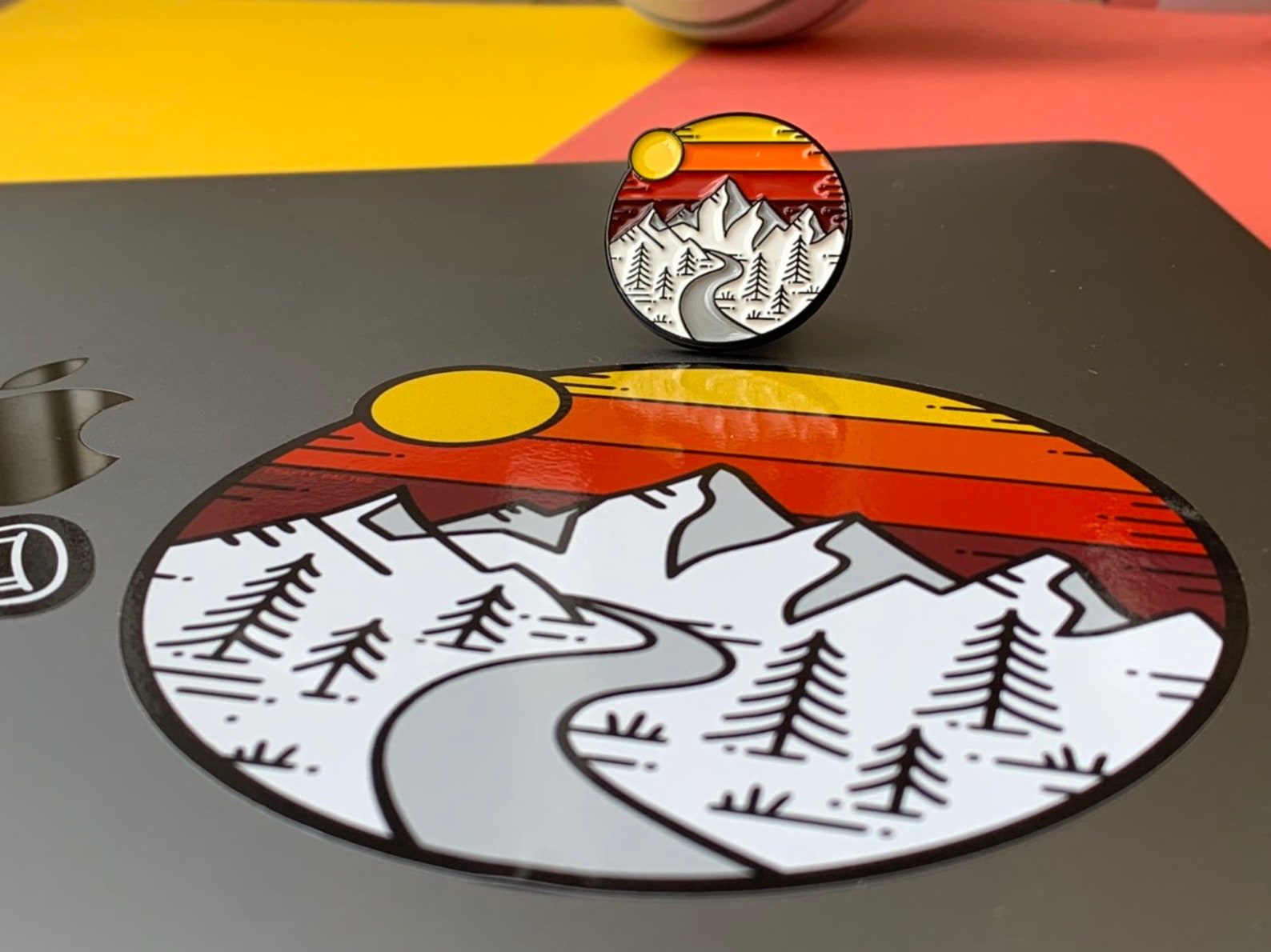 Mountain Sunset Adventure Enamel Pin - Etsy