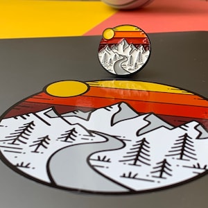 Mountain Sunset Adventure Enamel Pin - Etsy