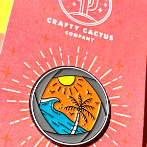 Aperture Beach Sunset Enamel Pin Badge, in a Fresh New Collectable Neon ...