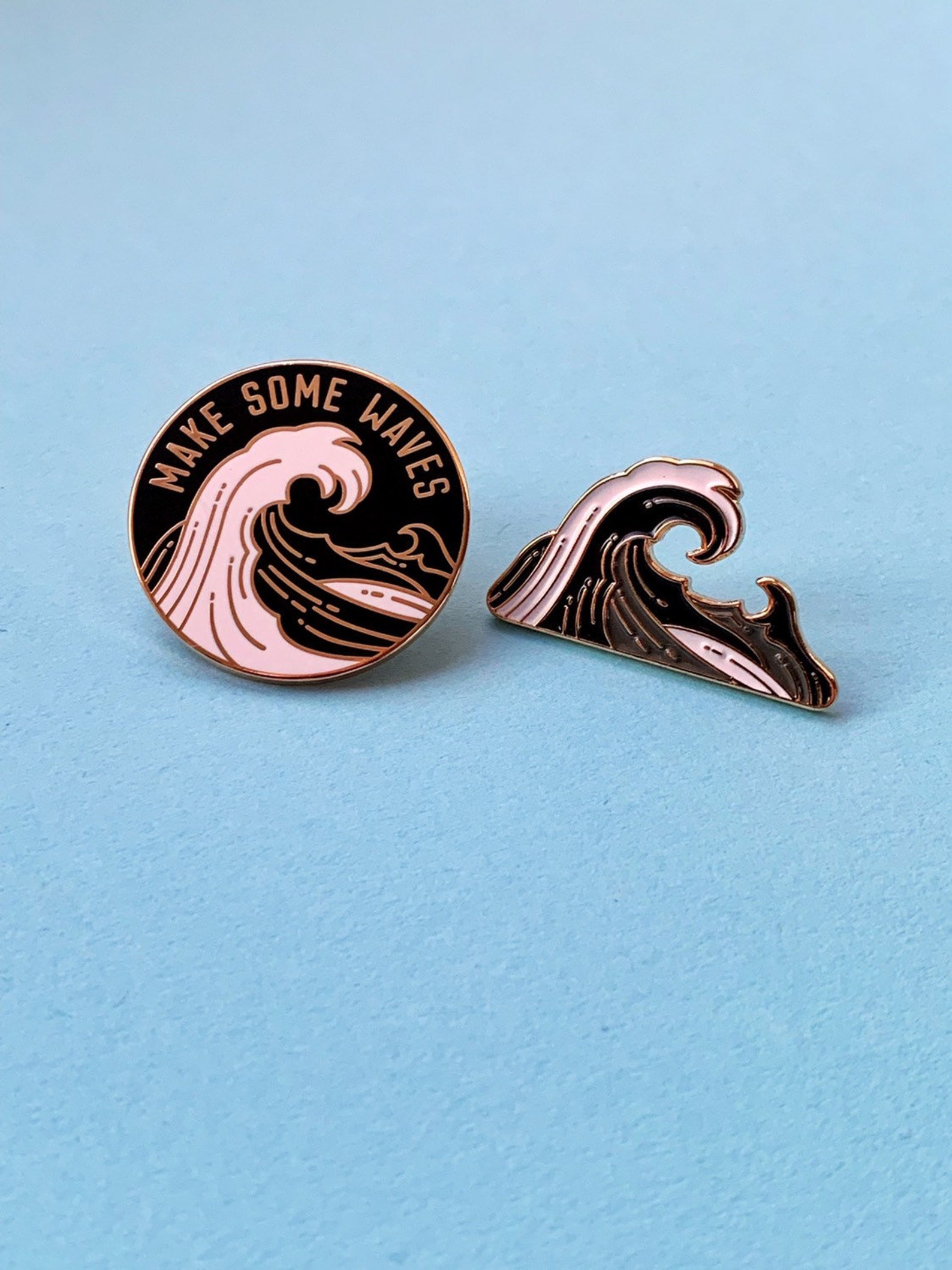Enamel Pin Black Wave Badge, a Great Gift for Any Surf Dude Wave Rider ...