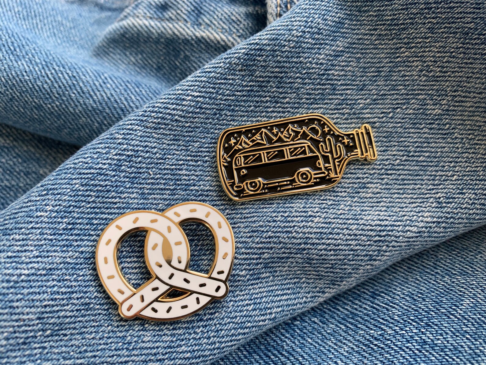 Hard Enamel Pin White Pretzel With Gold Sprinkles From Our - Etsy UK