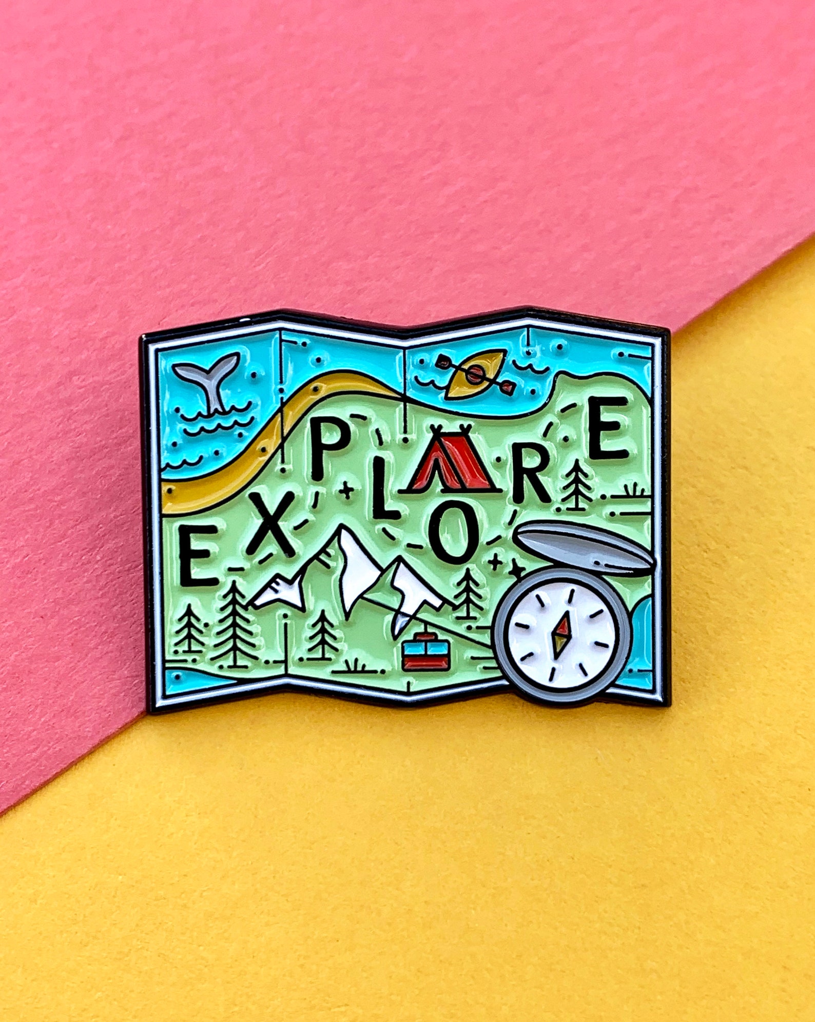 Explore Map Enamel Pin Badge a Great Pin for Those - Etsy