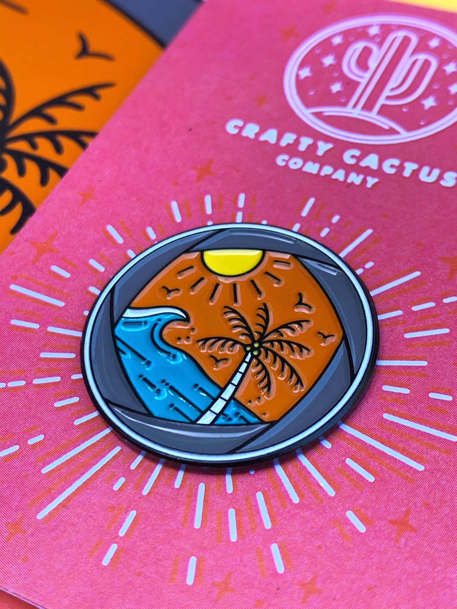 Aperture Beach Sunset Enamel Pin Badge, in a Fresh New Collectable Neon ...
