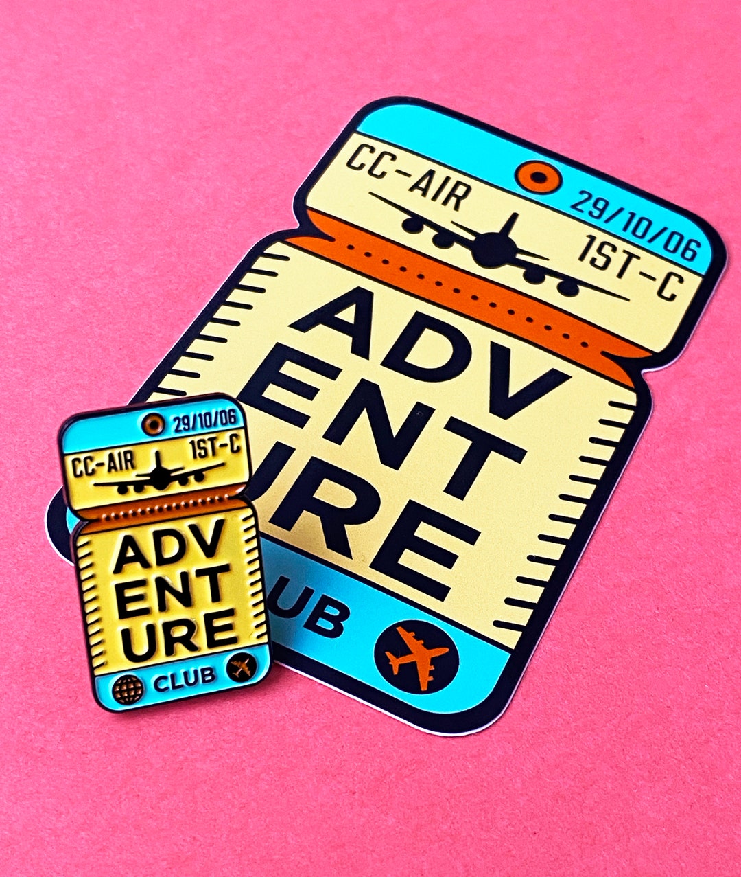 Adventure Ticket Enamel Pin and Sticker, Buy the Ticket and Go on That ...