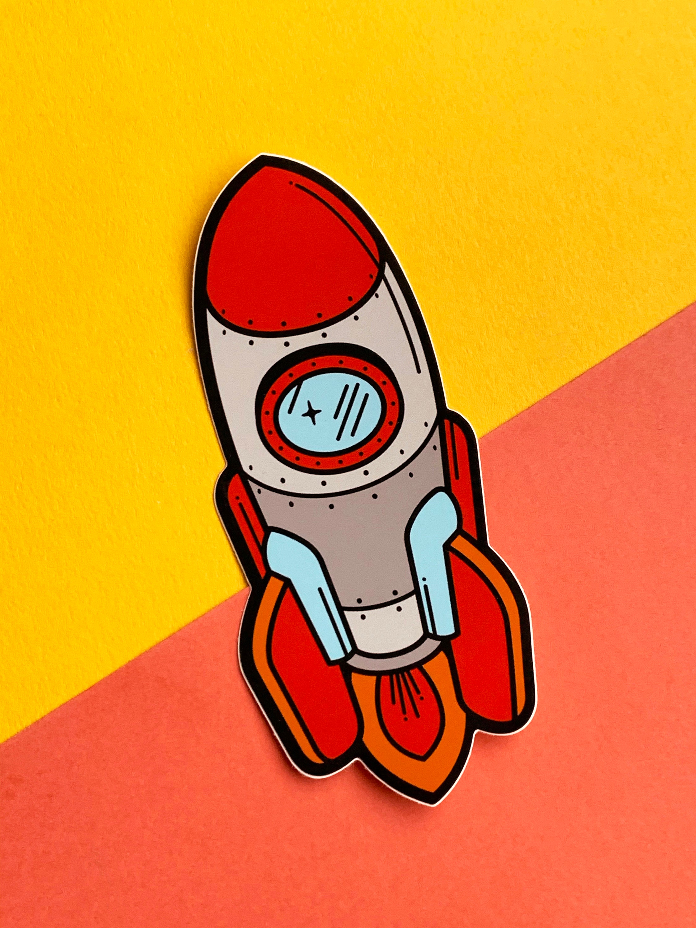Retro Rocket Enamel Pin badge and sticker combo enter space | Etsy