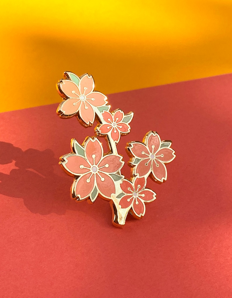 Cherry Blossom Branch Hard Enamel Pin Badge, Cherry Blossoms or Sakura ...