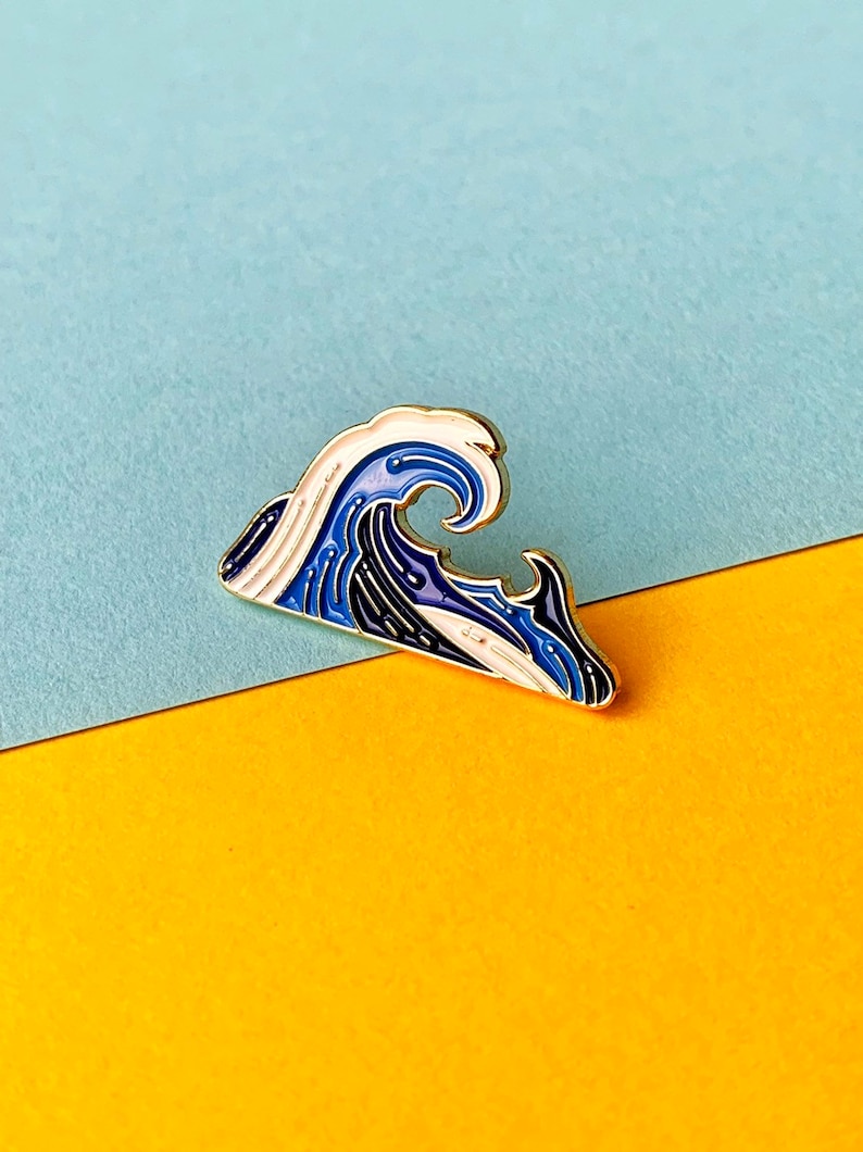 Wave pin badge a great gift for any ocean lover... | Etsy