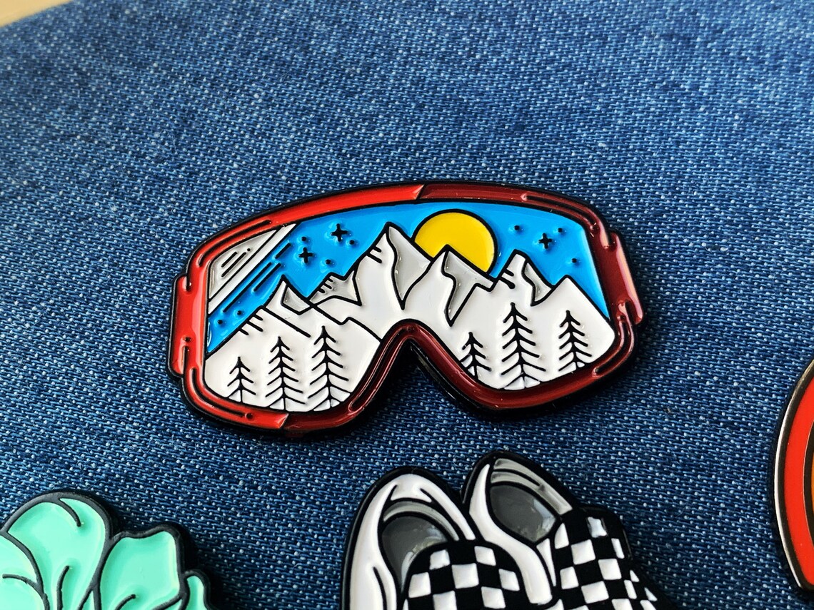 Ski Goggles Enamel Pin and Sticker Combo Perfect Gift for | Etsy UK