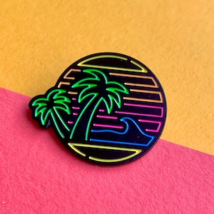 Neon Beach Sunset Enamel Pin Badge, a Fresh New Collectable Pin - Etsy