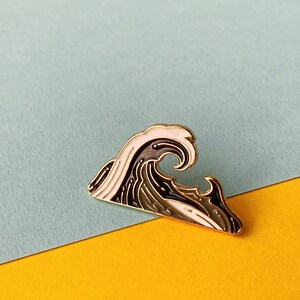 Enamel Pin Black Wave Badge, a Great Gift for Any Surf Dude Wave Rider ...