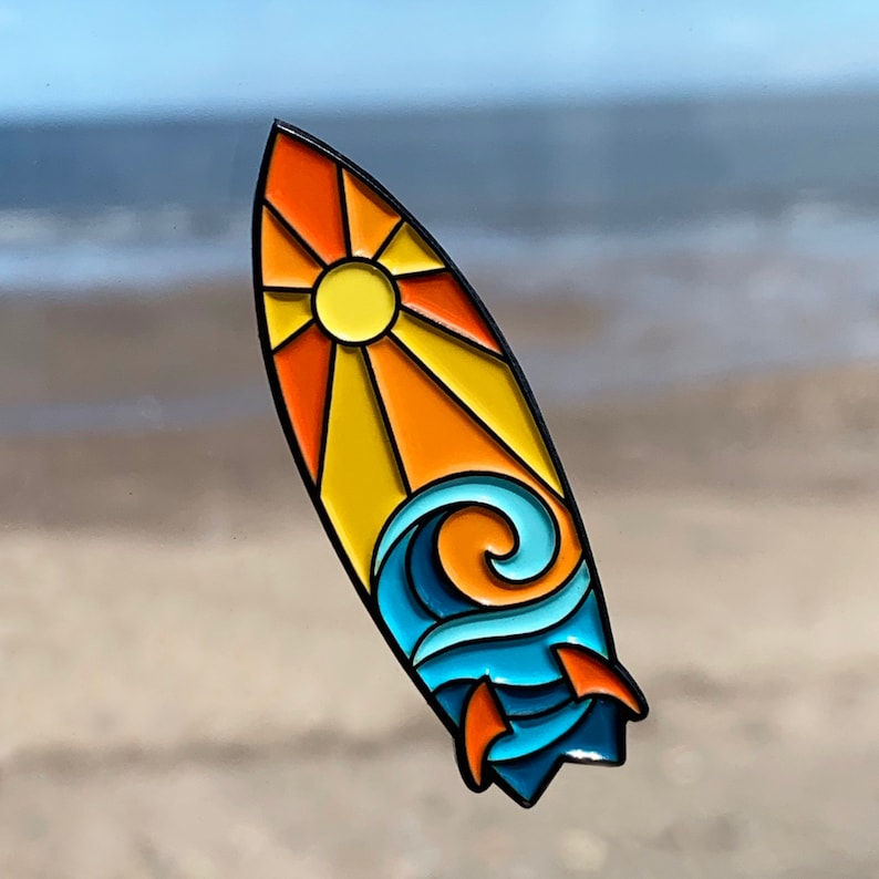 Surfboard Sunrise Pin Badge, for All You Oven Loving Wave Riders ...