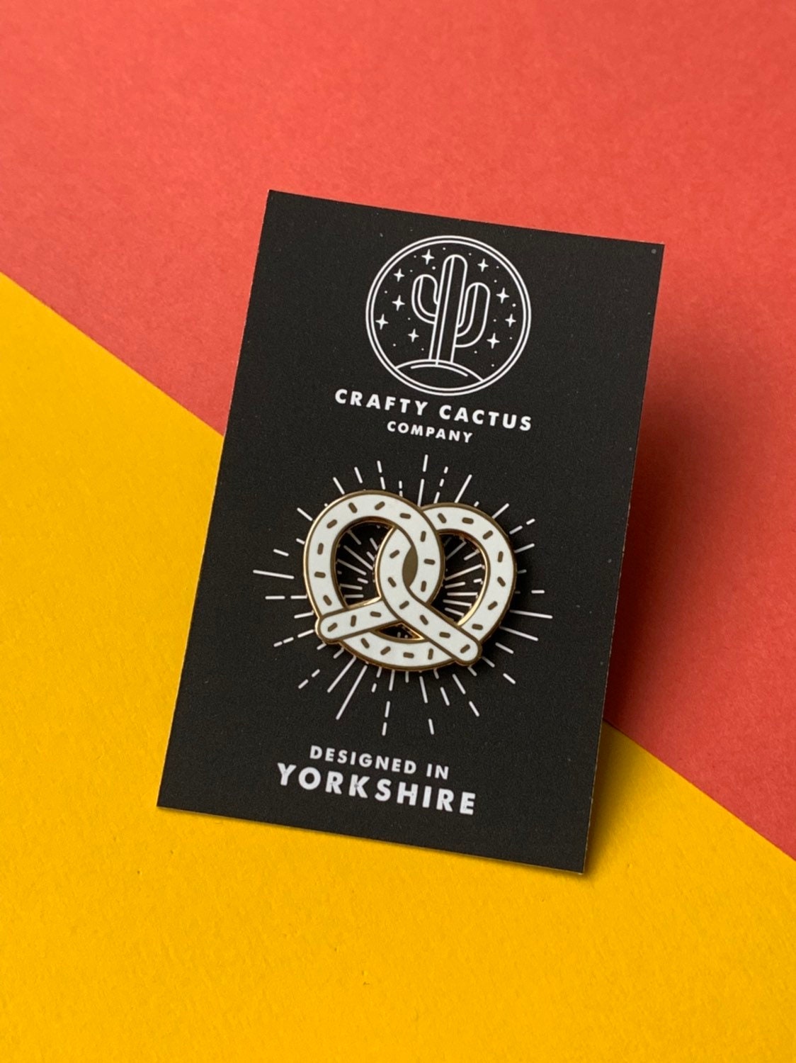 Hard Enamel Pin White Pretzel With Gold Sprinkles Designed by | Etsy