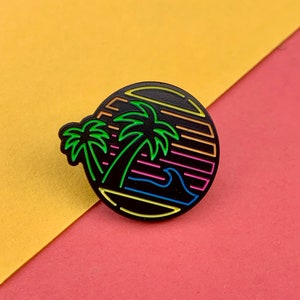 Neon Beach Sunset Enamel Pin Badge, a Fresh New Collectable Pin - Etsy