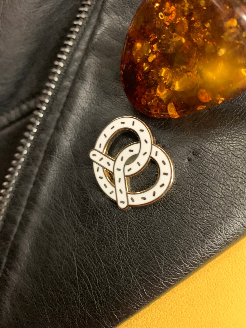 Hard Enamel Pin White Pretzel With Gold Sprinkles From Our - Etsy UK