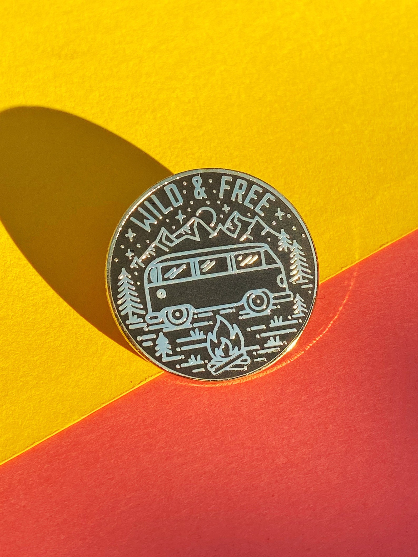 Wild & Free Hard Enamel Pin Black Edition Campervan | Etsy UK