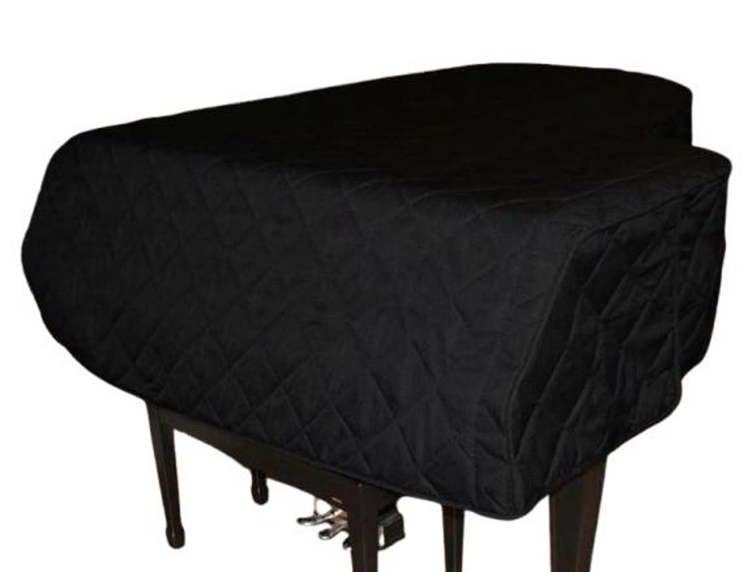 Grand Piano Cover - Fits 5'1" Wurlitzer Grand Pianos - Quilted Black Fabric | With Side Slits ...