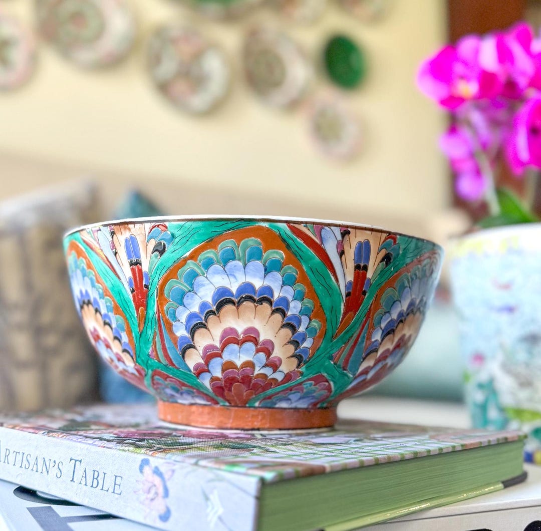 Vintage 10 Bold Chinoiserie Bowl Made in Macau Chinoiserie Porcelain ...