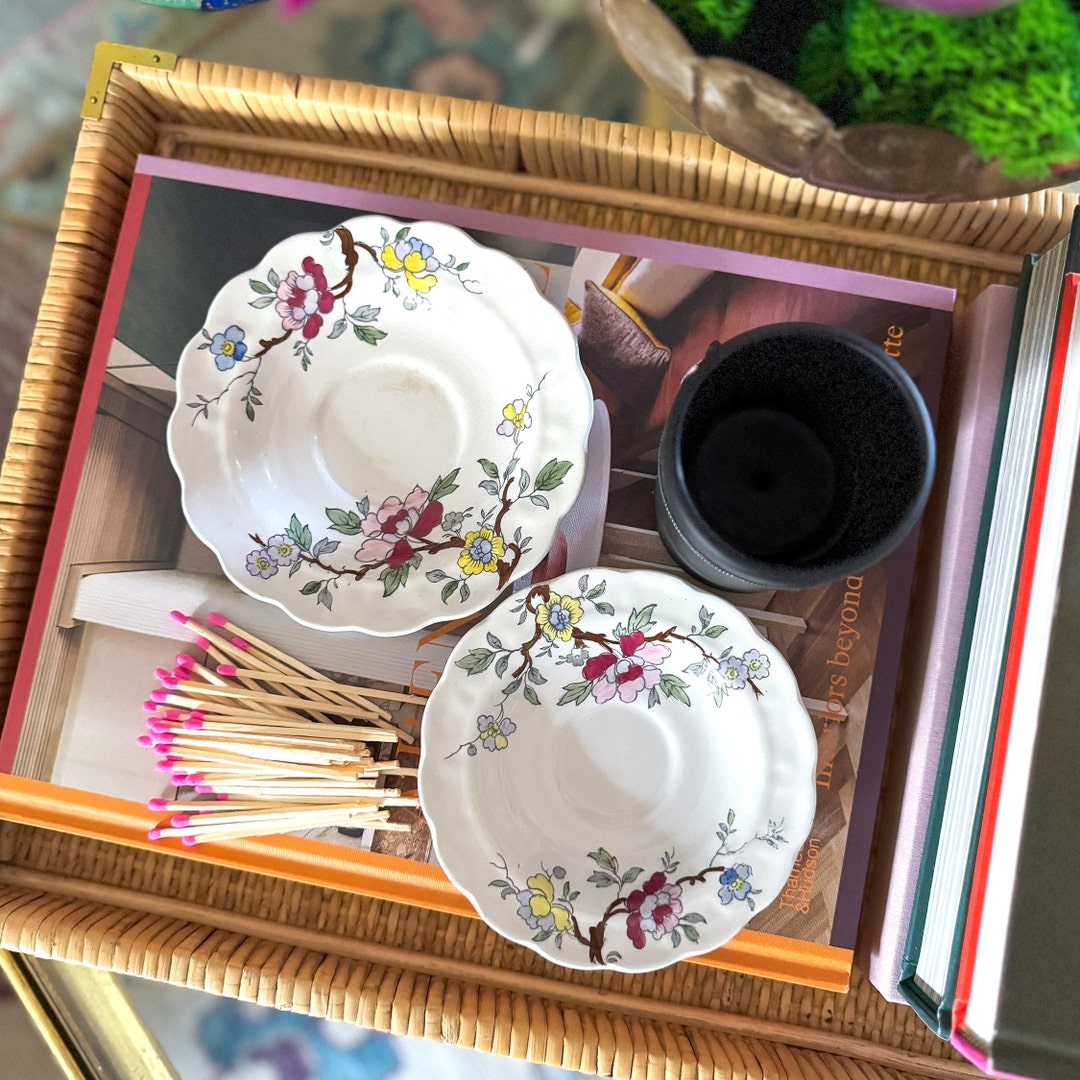 Set of 2 Vintage Booths English Chinese Tree Nesting Saucers ...