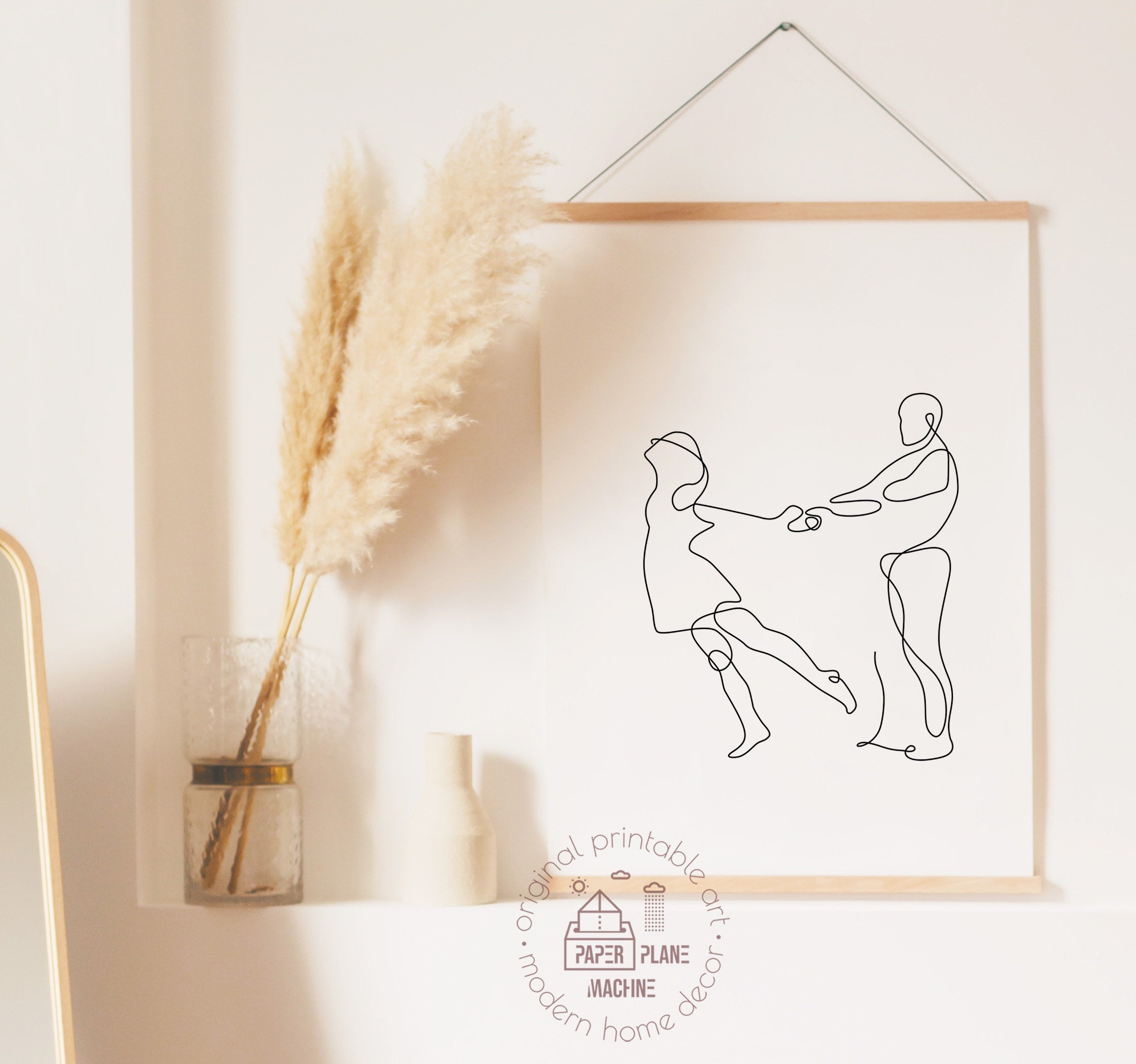 Couple One Line Drawing, Minimalist Line Art Romantic Poster, Love Line ...