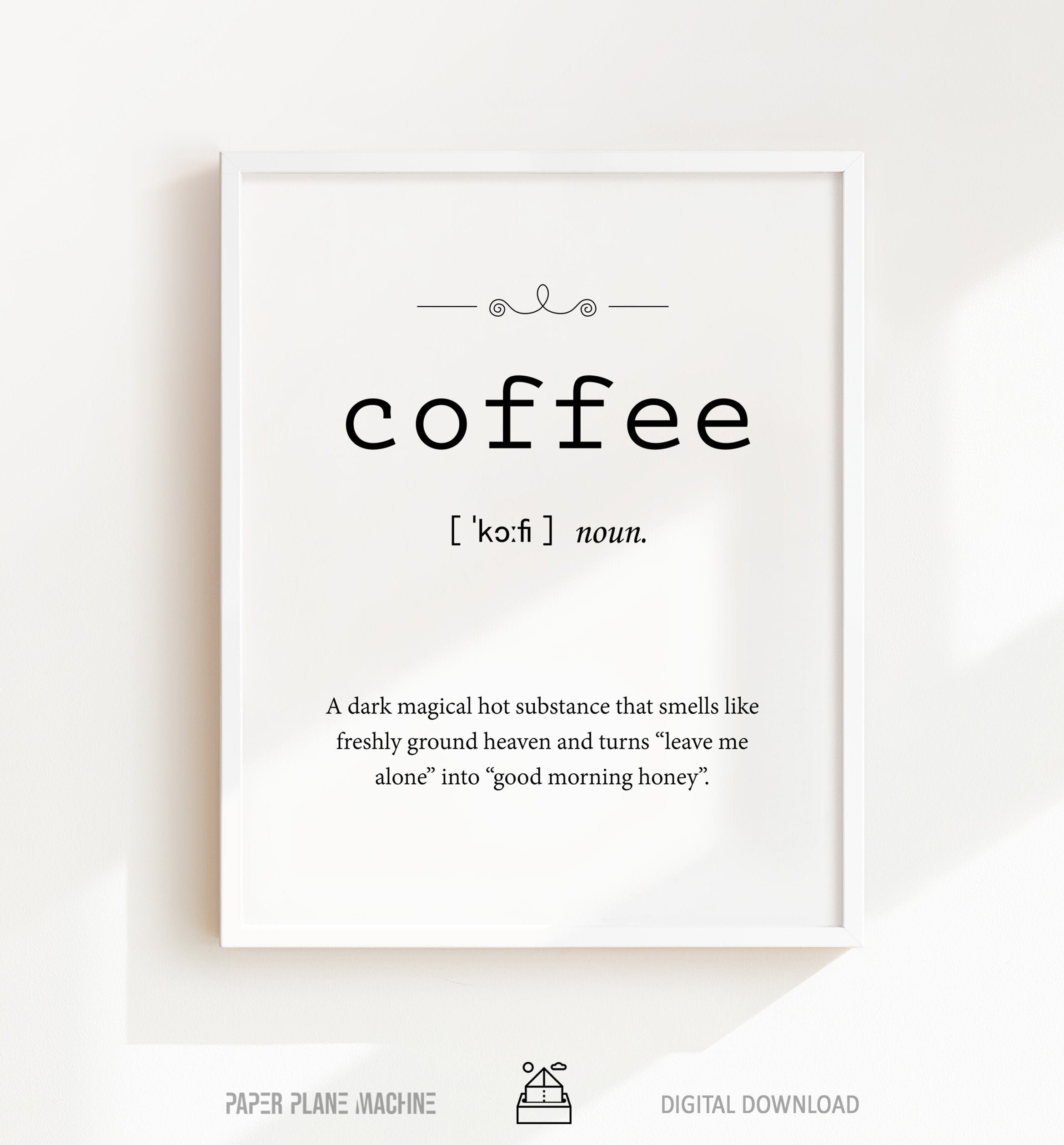 Funny COFFEE Definition Print - Elegant Kitchen Wall Decor, Definition ...