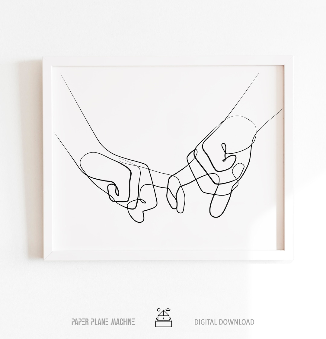 Lovers Hands One Line Art, Delicate Hands Poster, Hands Drawing, Black ...