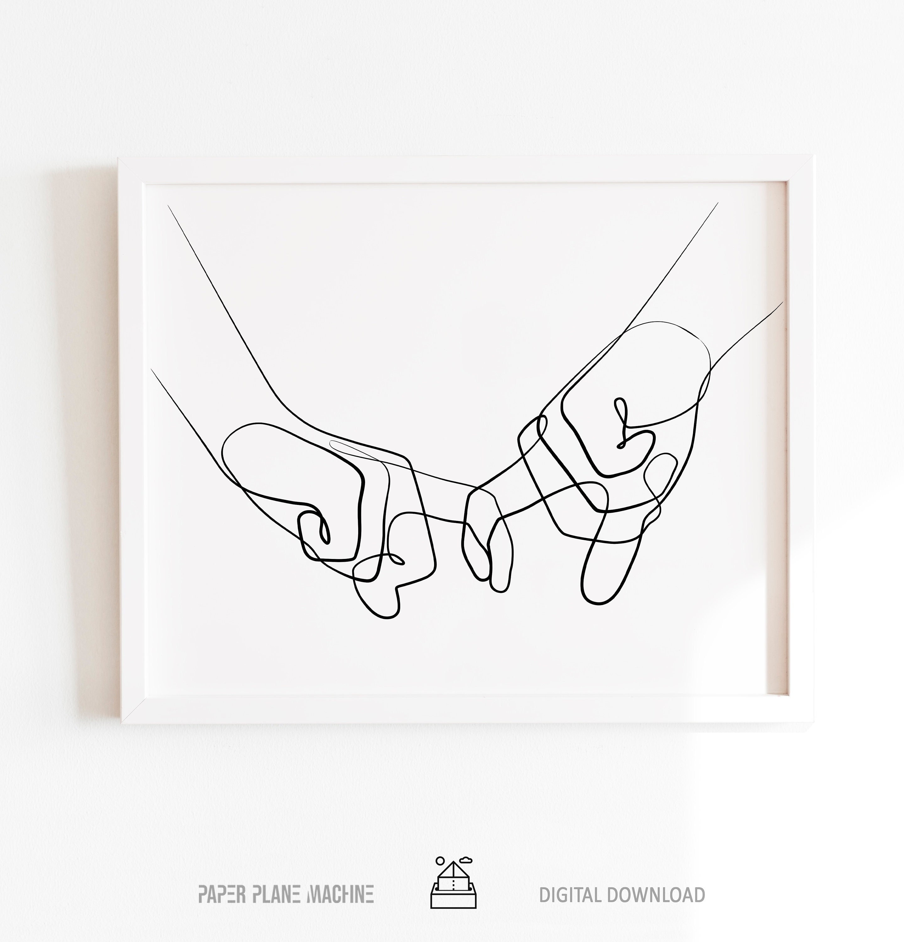 Lovers Hands One Line Art Delicate Hands Poster Hands - Etsy