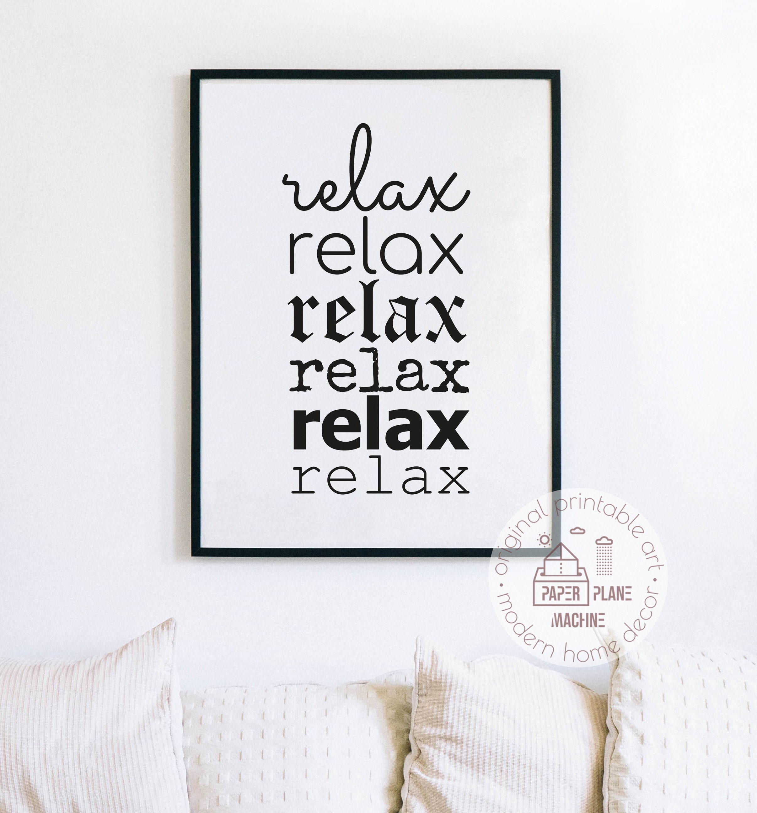 Relax Sign - Typography Poster, Printable Wall Art, Relax Print, Home ...